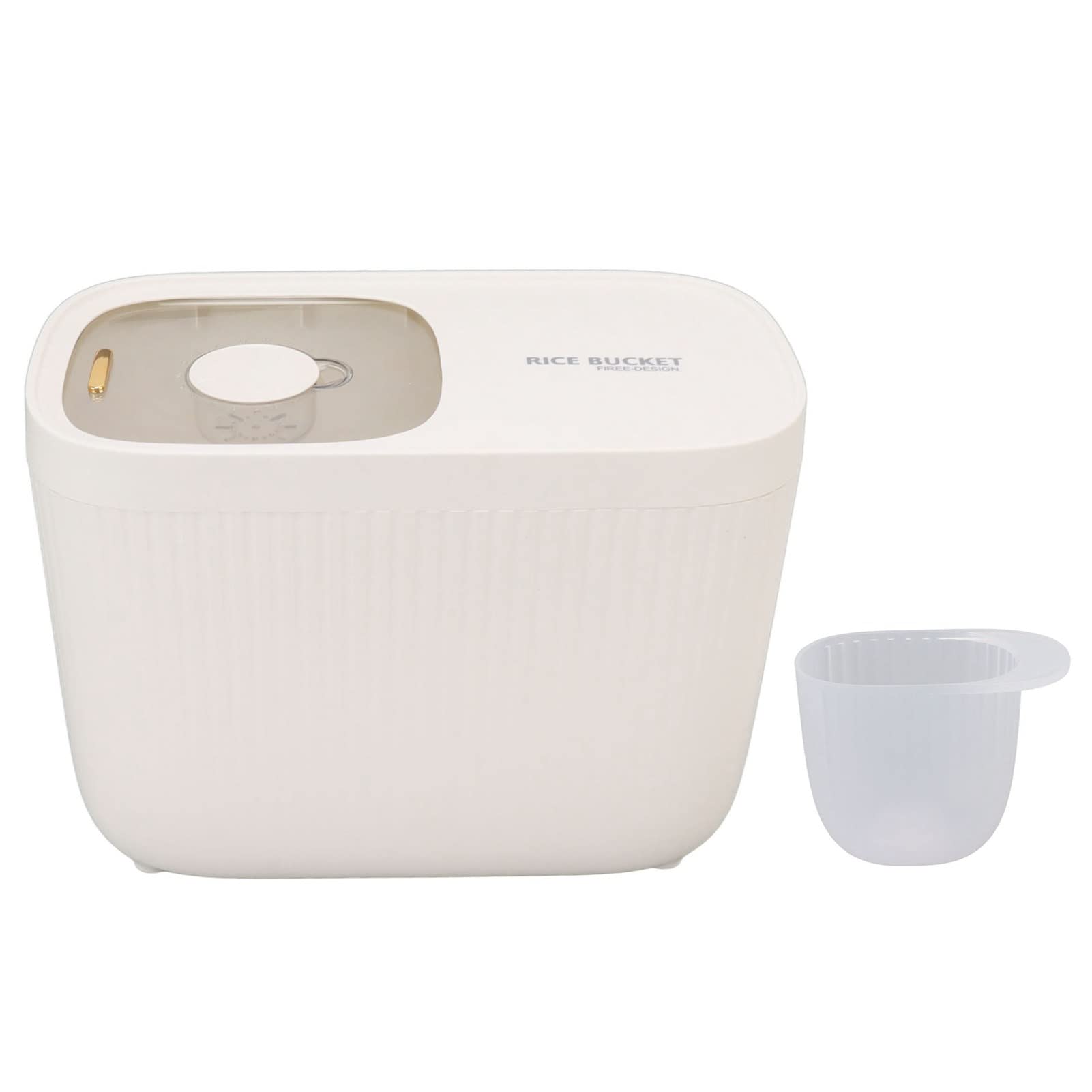 Rice Storage Container, Large Plastic Rice Dispenser Cereal Dispenser, Food Storage Containers with Transpartent Airtight Lids and Rice Bowl for Rice Flour Cereal Bread Pantry (White)