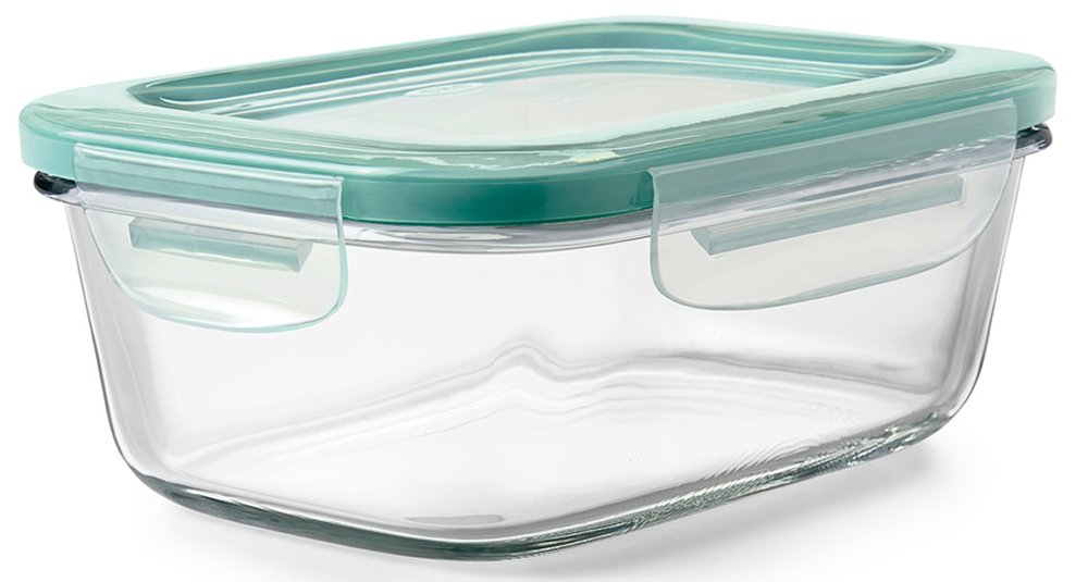 OXO Good Grips 3.5 Cup Smart Seal Glass Rectangle Food Storage Container, Clear & Good Grips 1.6 Cup Smart Seal Leakproof Glass Rectangle Food Storage Container
