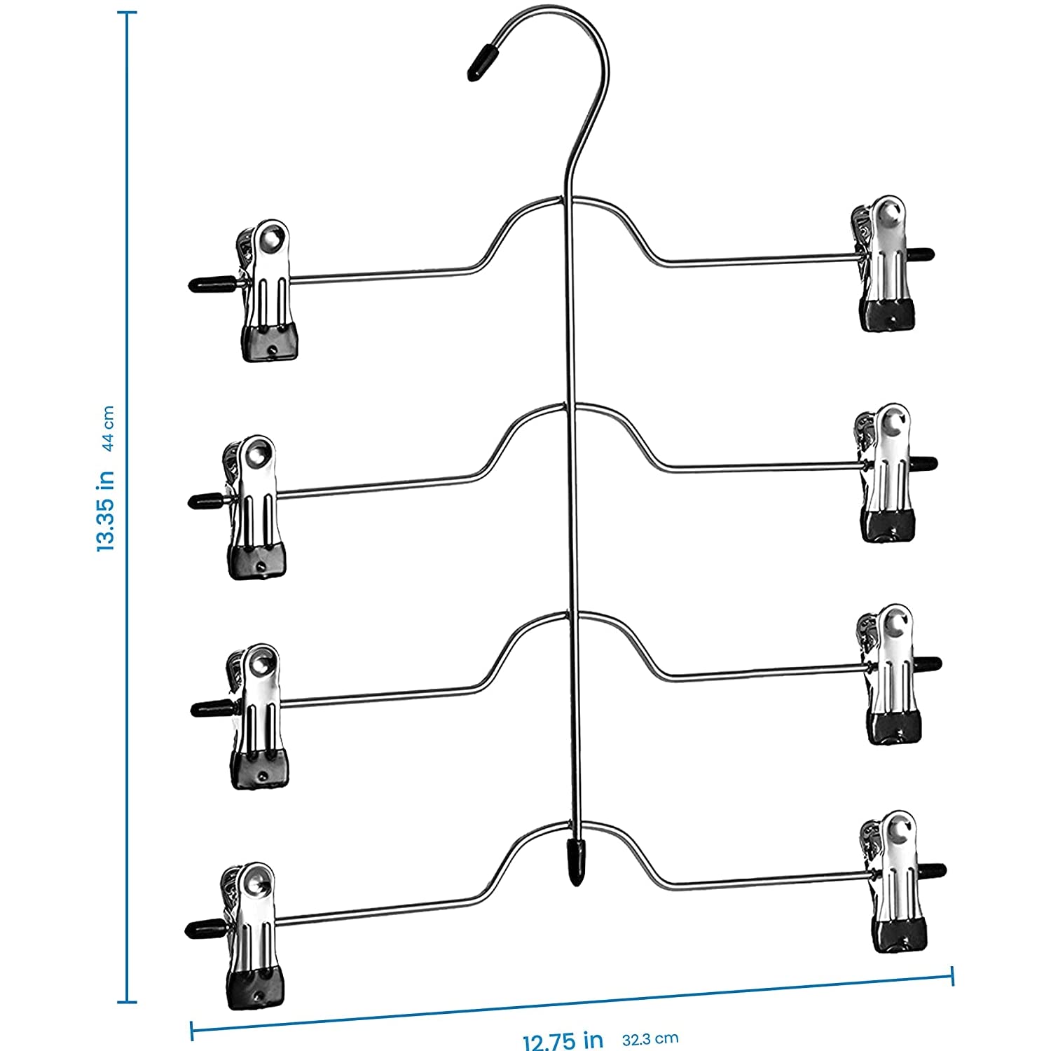 Zober Space Saving 4 Tier Skirt Hanger with Adjustable Clips (3 Pack) 4-on-1 Hanger, GAIN 50% More Space, Reliable Non Slip Grip, Durable Metal Pants Hanger Great for Slack, Trouser, Jeans, Towels Etc