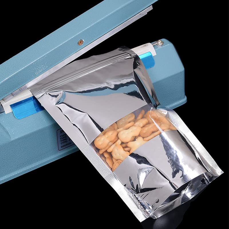50 Pcs Mylar Bags for Food Storage with Clear Window 1 Gallon 10x14 Inches for Long Term Food Storage