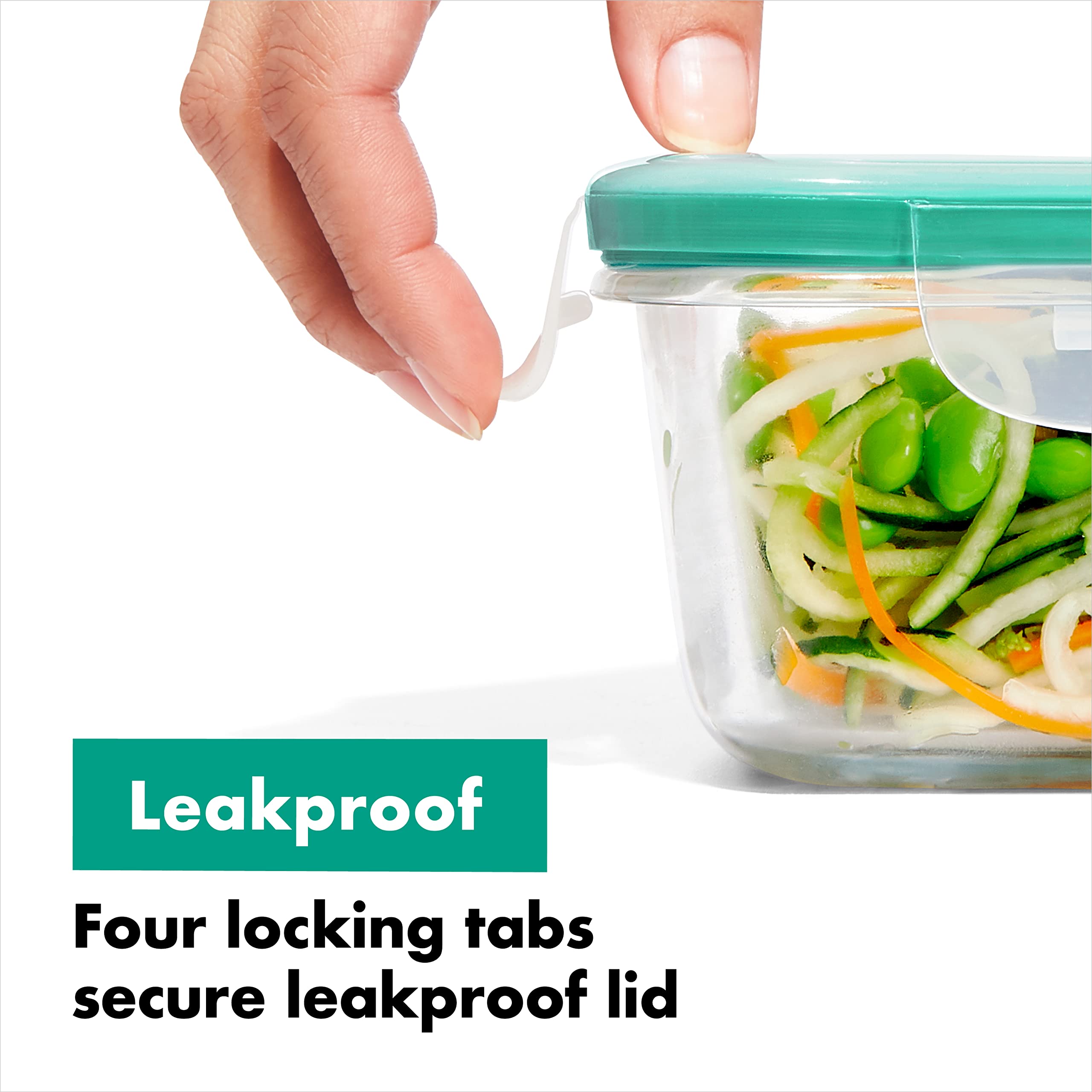 OXO Good Grips 3.5 Cup Smart Seal Glass Rectangle Food Storage Container, Clear & Good Grips 1.6 Cup Smart Seal Leakproof Glass Rectangle Food Storage Container