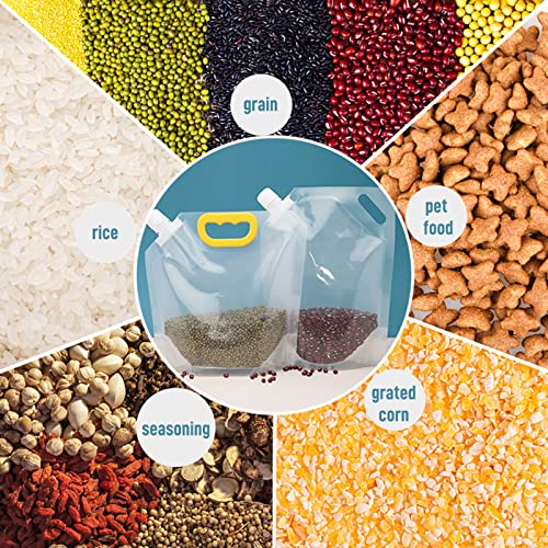 Algado 10Pcs Grain Moisture-Proof Sealed Bag,Reusable Food Storage Bags with Funnel,Transparent Food Storage Bags for Storage Beans, Grains