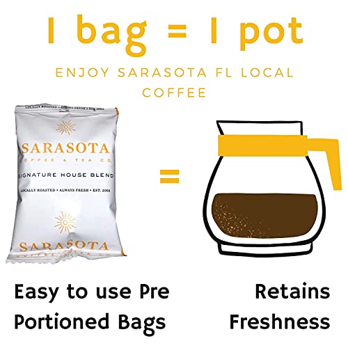 Sarasota Gourmet Coffee Packets, Pre Ground Coffee Packs, Signature House Breakfast Blend Medium Roast, Bulk Single Pot Bags for Drip Coffee Makers, (1.75 oz Bags, Pack of 100)