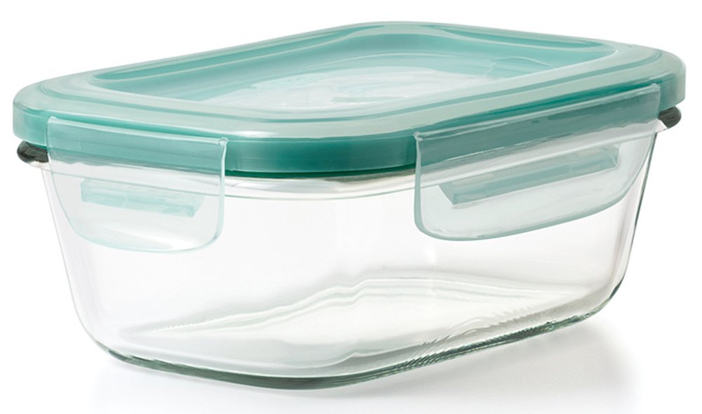 OXO Good Grips 3.5 Cup Smart Seal Glass Rectangle Food Storage Container, Clear & Good Grips 1.6 Cup Smart Seal Leakproof Glass Rectangle Food Storage Container