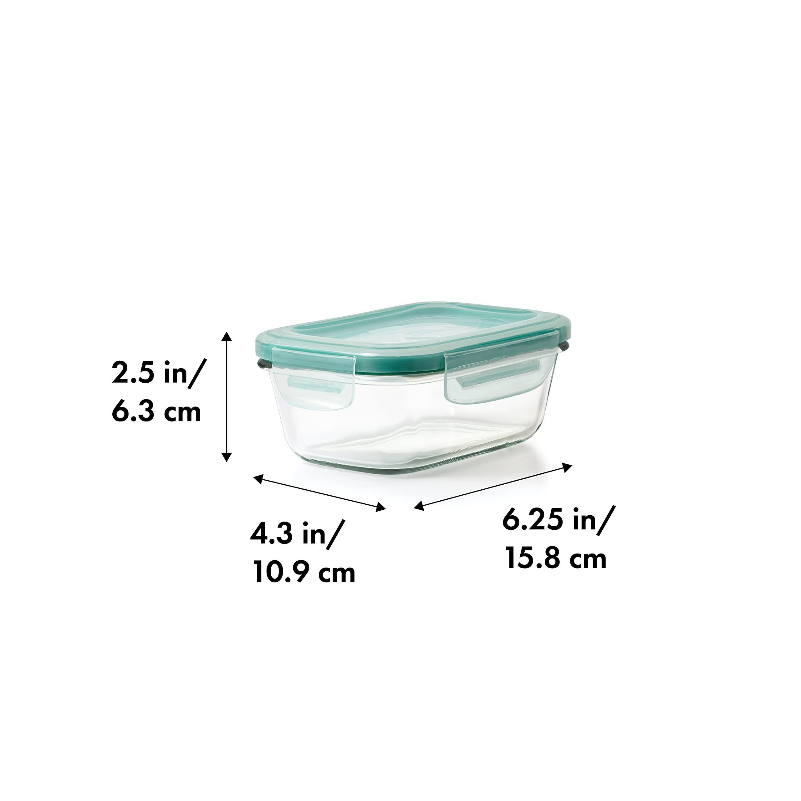 OXO Good Grips 3.5 Cup Smart Seal Glass Rectangle Food Storage Container, Clear & Good Grips 1.6 Cup Smart Seal Leakproof Glass Rectangle Food Storage Container