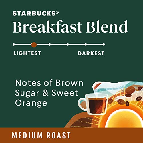 Starbucks Medium Roast K-Cup Coffee Pods — Breakfast Blend for Keurig Brewers — 1 box (40 pods)