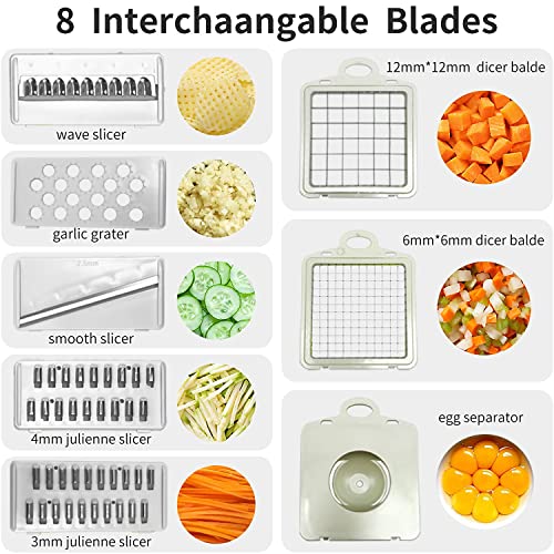 Artbros Vegetable Chopper Onion Chopper - 12 in 1 Multi-Functional Mandoline Slicer Vidalia Chop Wizard Veggie Fruit Dicer Cutter with Colander Basket and Container - Pink