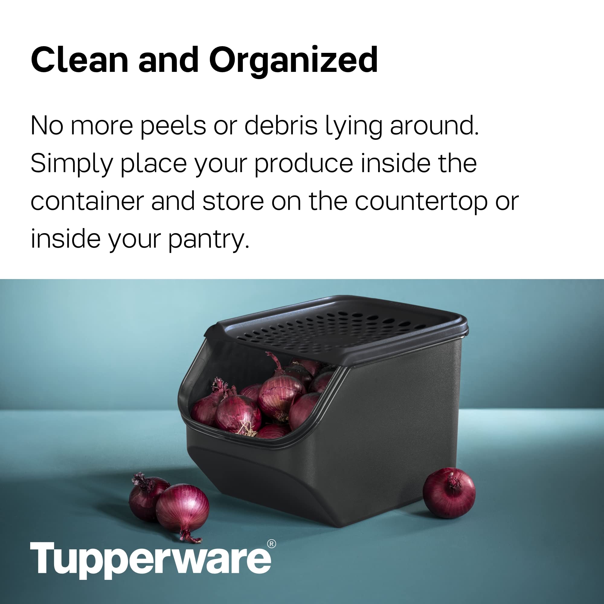 Tupperware Brand Onion & Garlic Smart Container - Keep Contents Firm & Fresh - Store Up to 6lbs - Dishwasher Safe