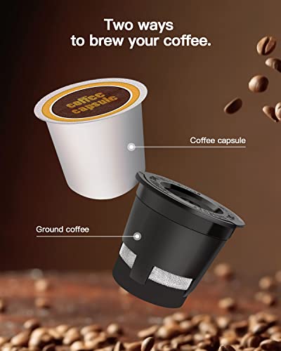 EZBASICS Single Serve Coffee Maker Coffee Brewer Compatible with Pod and Ground Coffee 4 to 10 Oz. Brew Sizes Fast Brewing Silver