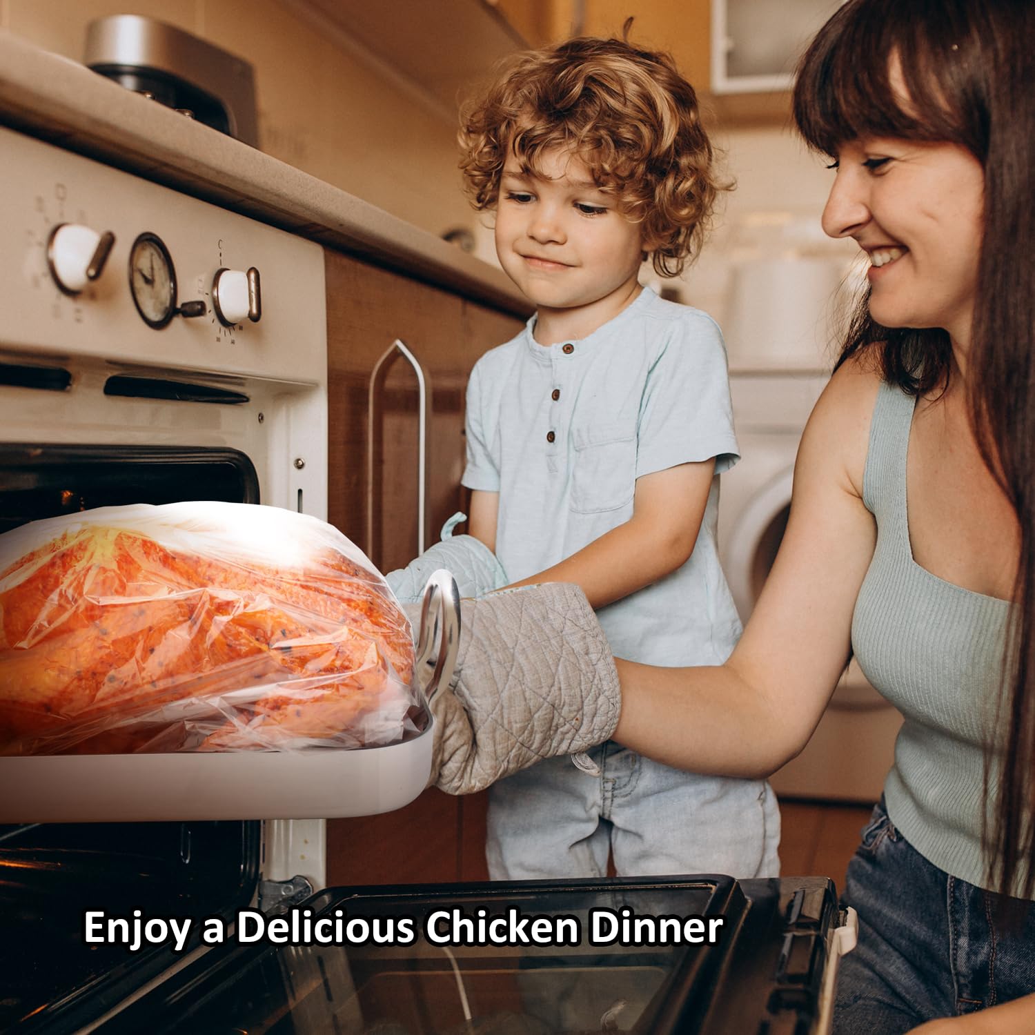 25 Count Ebelbo Nylon Turkey Oven Bags, 19x23.5 Inch Large Size BPA Free up to 400°F for Meats Chicken Seafood Vegetables Cooking Roasting Freezer