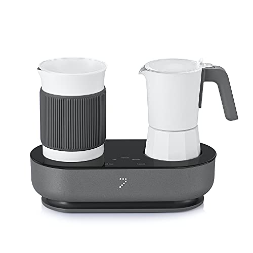 SEVEN&ME Espressor Machine black & white Coffee Maker, with Milk Froth All-in-One Espresso Machine Combination, Latte Cappuccino Macchiato Espresso Electric Moka Pot, One Click Smart Operation(8.66")