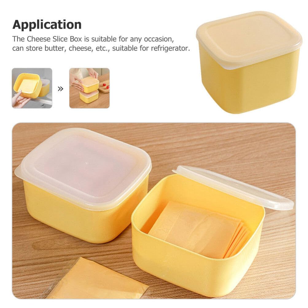 Cabilock Cheese Storage Containers with Lid, Reusable Plastic Slice Holder Airtight Cheese Box, Sealed Food Storage Container, Fruit Vegetable Organizer Container for Fridge