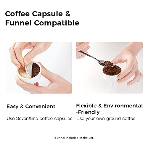 SEVEN&ME Espressor Machine black & white Coffee Maker, with Milk Froth All-in-One Espresso Machine Combination, Latte Cappuccino Macchiato Espresso Electric Moka Pot, One Click Smart Operation(8.66")