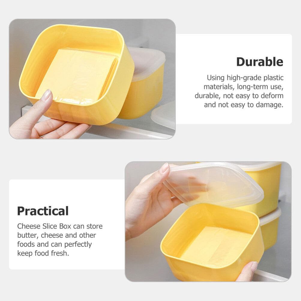 Cabilock Cheese Storage Containers with Lid, Reusable Plastic Slice Holder Airtight Cheese Box, Sealed Food Storage Container, Fruit Vegetable Organizer Container for Fridge