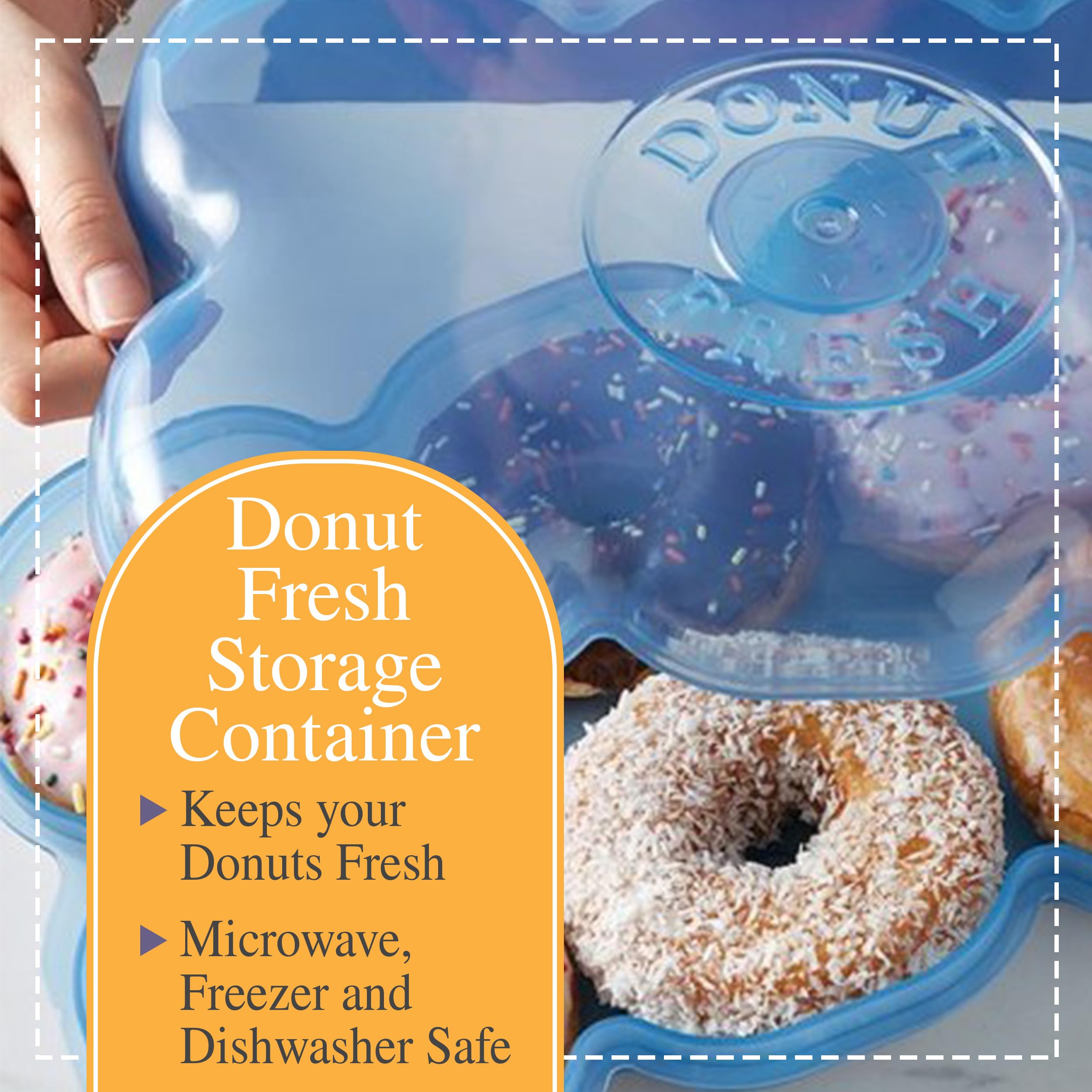 Touch Up Cup Donut Fresh Storage Container Holder, Airtight and Reusable, BPA-Free, As Seen On Shark Tank Products, Pack of 2, Holds 12 Fresh Donuts