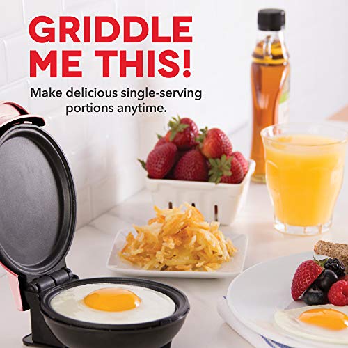DASH Mini Maker Electric Round Griddle for Individual Pancakes, Cookies, Eggs & other on the go Breakfast, Lunch & Snacks with Indicator Light + Included Recipe Book - Pink