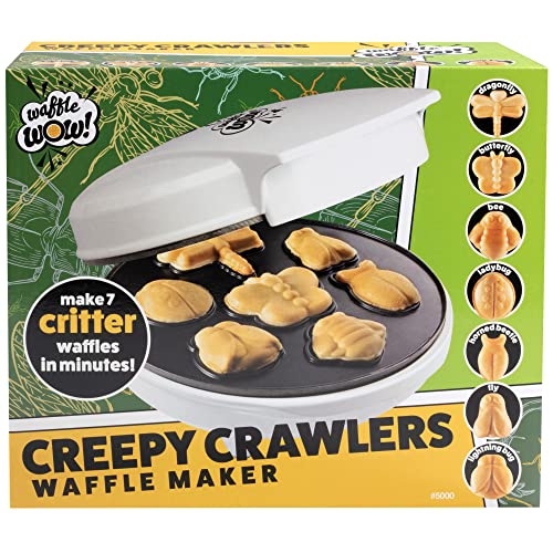 The Original Creepy Crawly Bug Waffle Maker - Make 7 Fun Different Insect Shaped Pancakes Including a Beetle, Lady Bug, Bee & More- Electric Non-stick Waffler, Fun Gift or Breakfast Treat for Kids