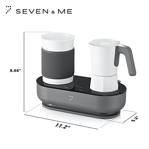 SEVEN&ME Espressor Machine black & white Coffee Maker, with Milk Froth All-in-One Espresso Machine Combination, Latte Cappuccino Macchiato Espresso Electric Moka Pot, One Click Smart Operation(8.66")