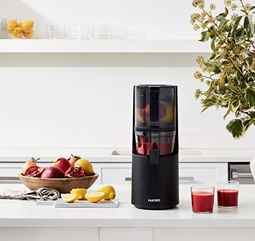 Hurom H-200 Easy Clean Electronic Juicer Machine (Black) - Self Feeding Slow Juicer w Big Mouth Hopper to Fit Whole Fruits & Vegetables - Healthy Living - Rinse Clean No Scrub BPA Free Easy Assembly