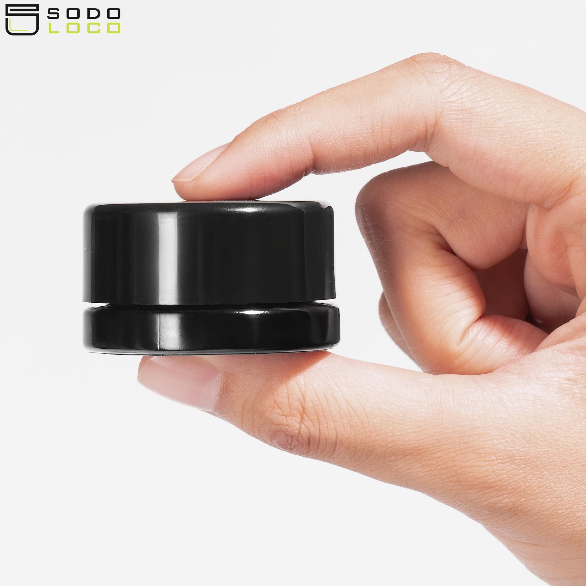 (200 Pack) 9ml Thick Black Glass Jars with Black Child Resistant Lids - UV Resistant - Storage for Oil, Wax, Lip Balm, Cosmetics - Child Proof Container