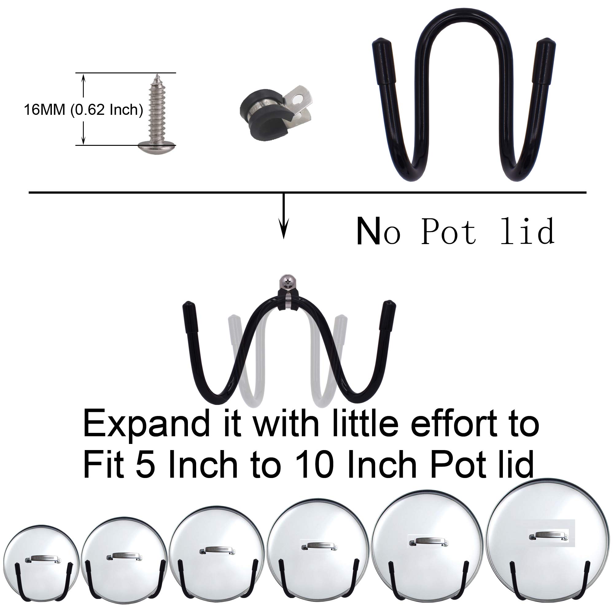 YYST Cabinet Door Pot Lid Rack Pot Lid Holder Organizer for Kitchen Wall - Fit Standard Lids 5-10 Inches (4)
