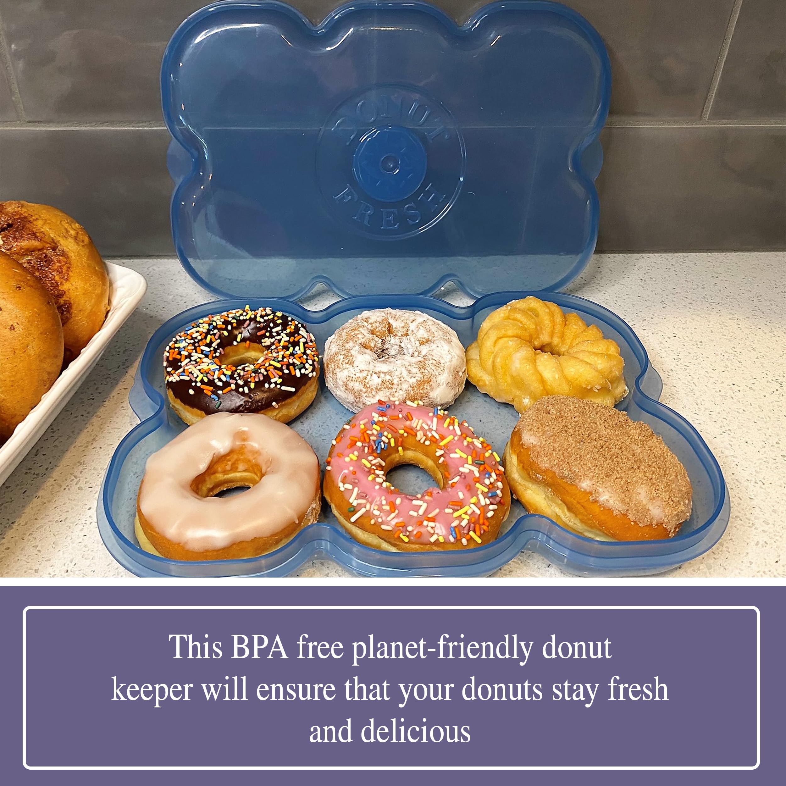 Touch Up Cup Donut Fresh Storage Container Holder, Airtight and Reusable, BPA-Free, As Seen On Shark Tank Products, Pack of 2, Holds 12 Fresh Donuts