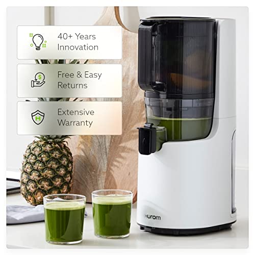 Hurom H-200 Easy Clean Electronic Juicer Machine (Black) - Self Feeding Slow Juicer w Big Mouth Hopper to Fit Whole Fruits & Vegetables - Healthy Living - Rinse Clean No Scrub BPA Free Easy Assembly