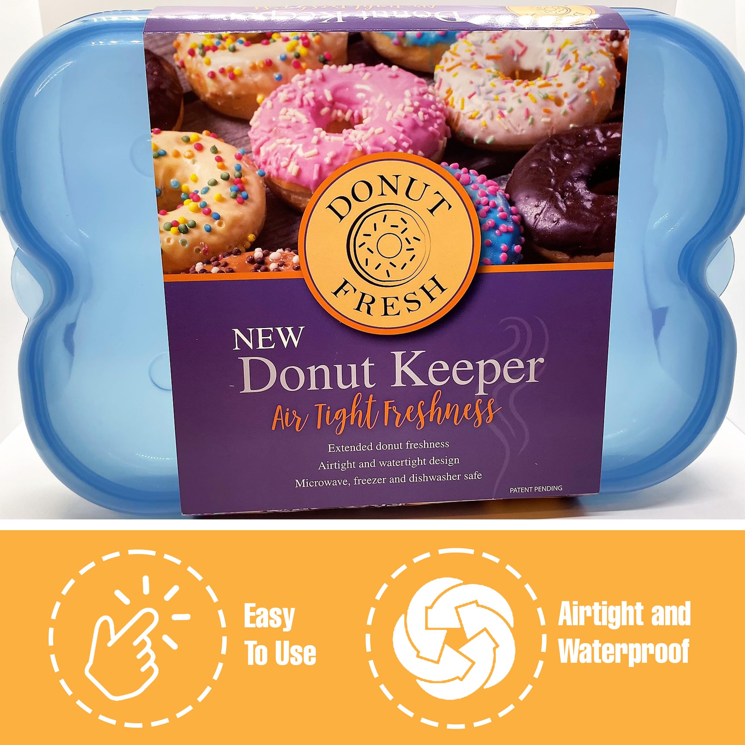 Touch Up Cup Donut Fresh Storage Container Holder, Airtight and Reusable, BPA-Free, As Seen On Shark Tank Products, Pack of 2, Holds 12 Fresh Donuts