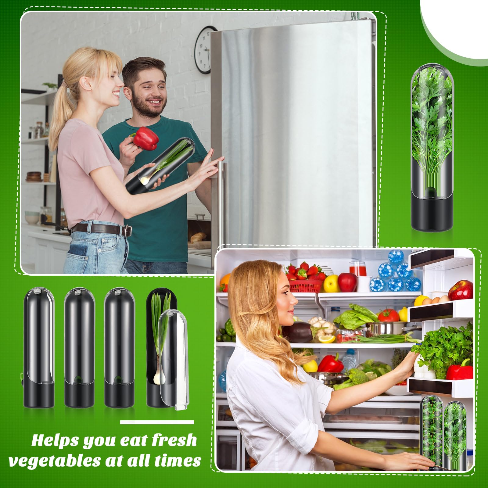 Mifoci 6 Pack Herb Saver Pod Herb Saver for Refrigerator Herb Keeper Cilantro Container Herb Storage Containers Herb Holder for Fridge Parsley Asparagus Cilantro Keeps Fresh for 2-3 Weeks