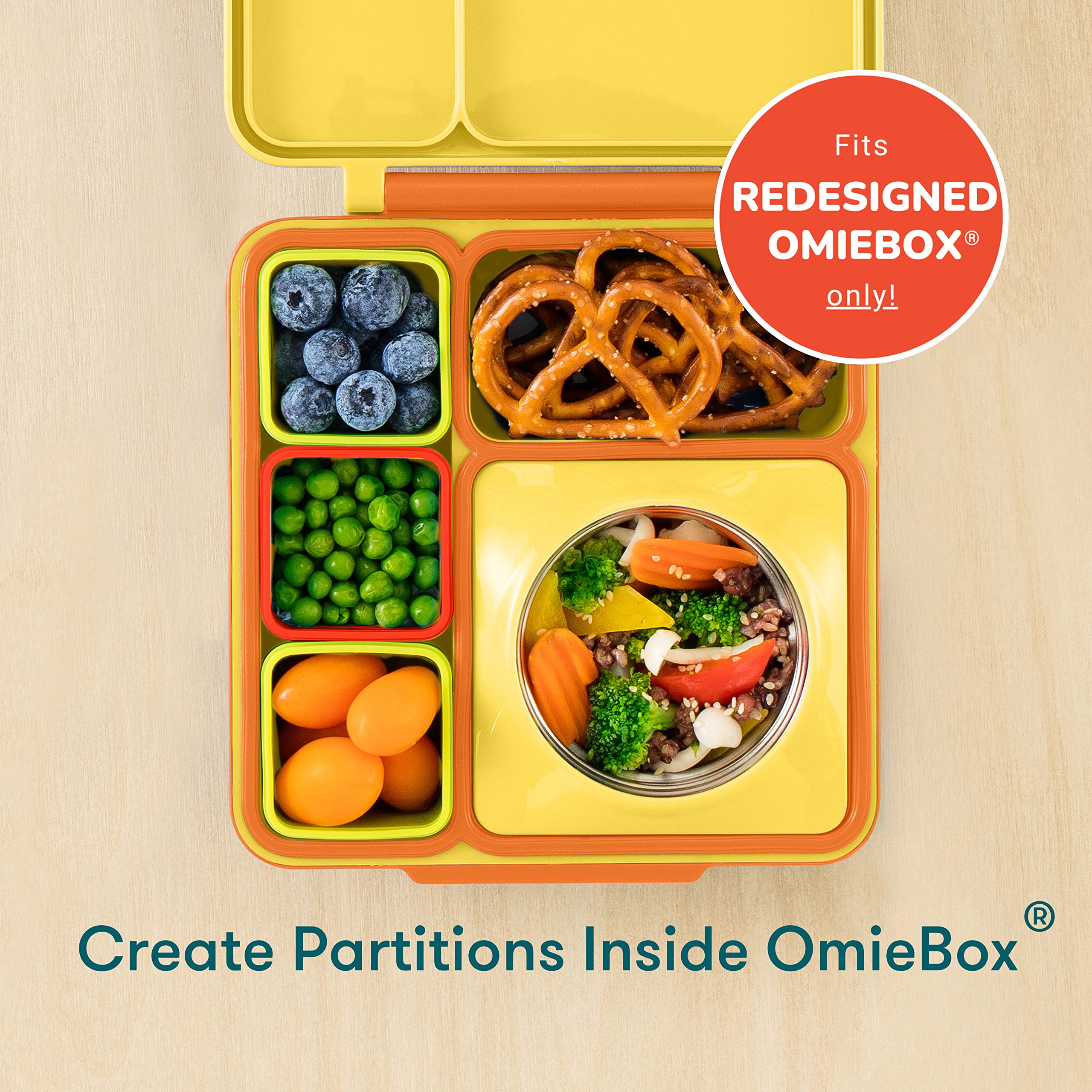 Omie OmieBox (2 Pack) Leakproof Dips Containers to Go, Salad Dressing Container, Condiment Container with Lids - Food Safe Silicone - 4 Ounces (Yellow/Red)