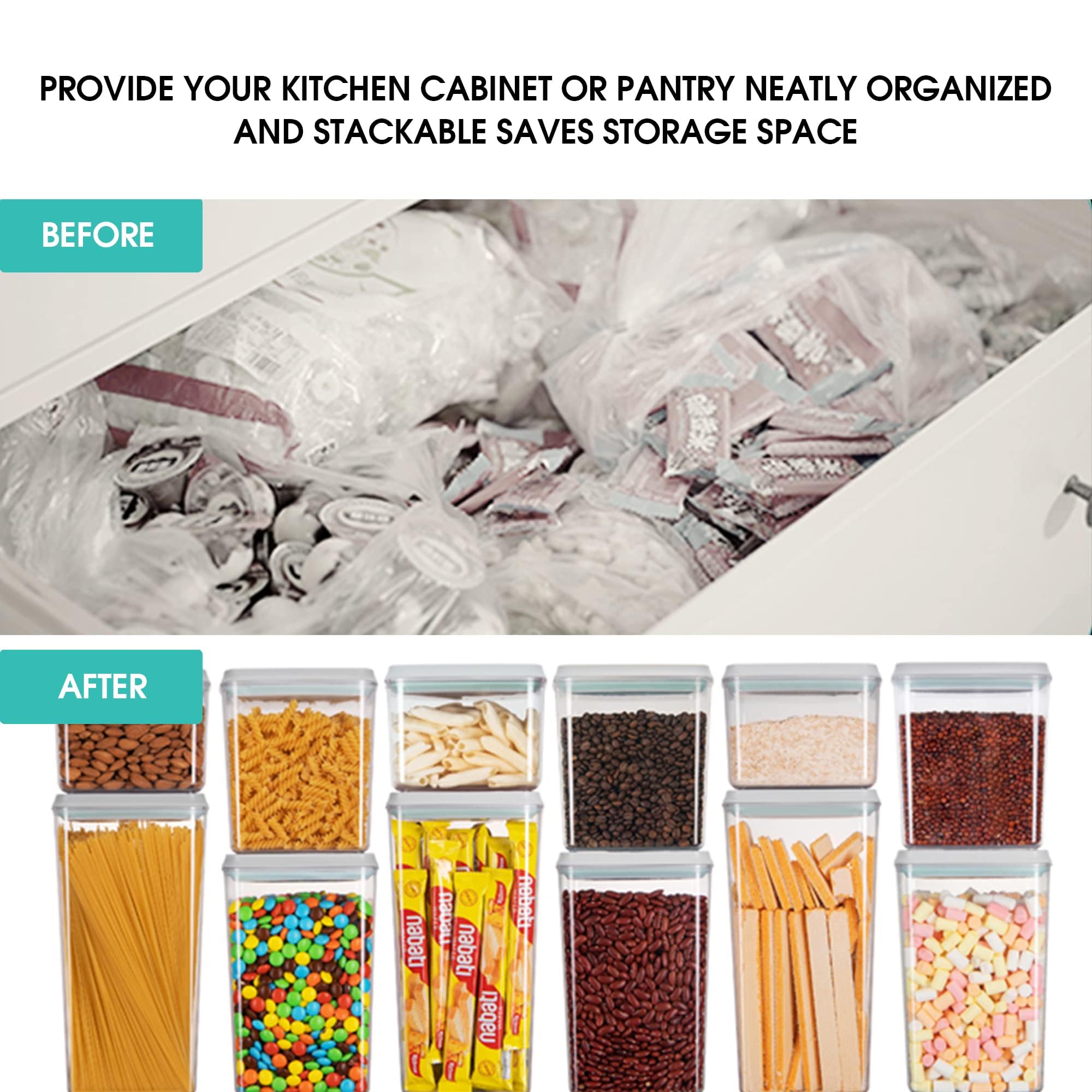 Vhorate Pop Containers for Food Storage, Pop Top Food Storage Containers with Lids BPA Free, Airtight Container Sets for Pantry,Kitchen 4PCS