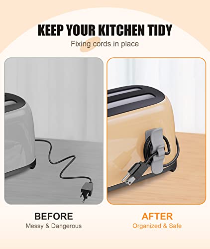 iBytoc Cord Organizer for Kitchen Appliances, 6 Pack [Super Sticky] Cord Wrappers, [Extra Large] Appliance Cord Organizer Stick on Mixer, Blender, Coffee Maker, Air Fryer, Water Heater