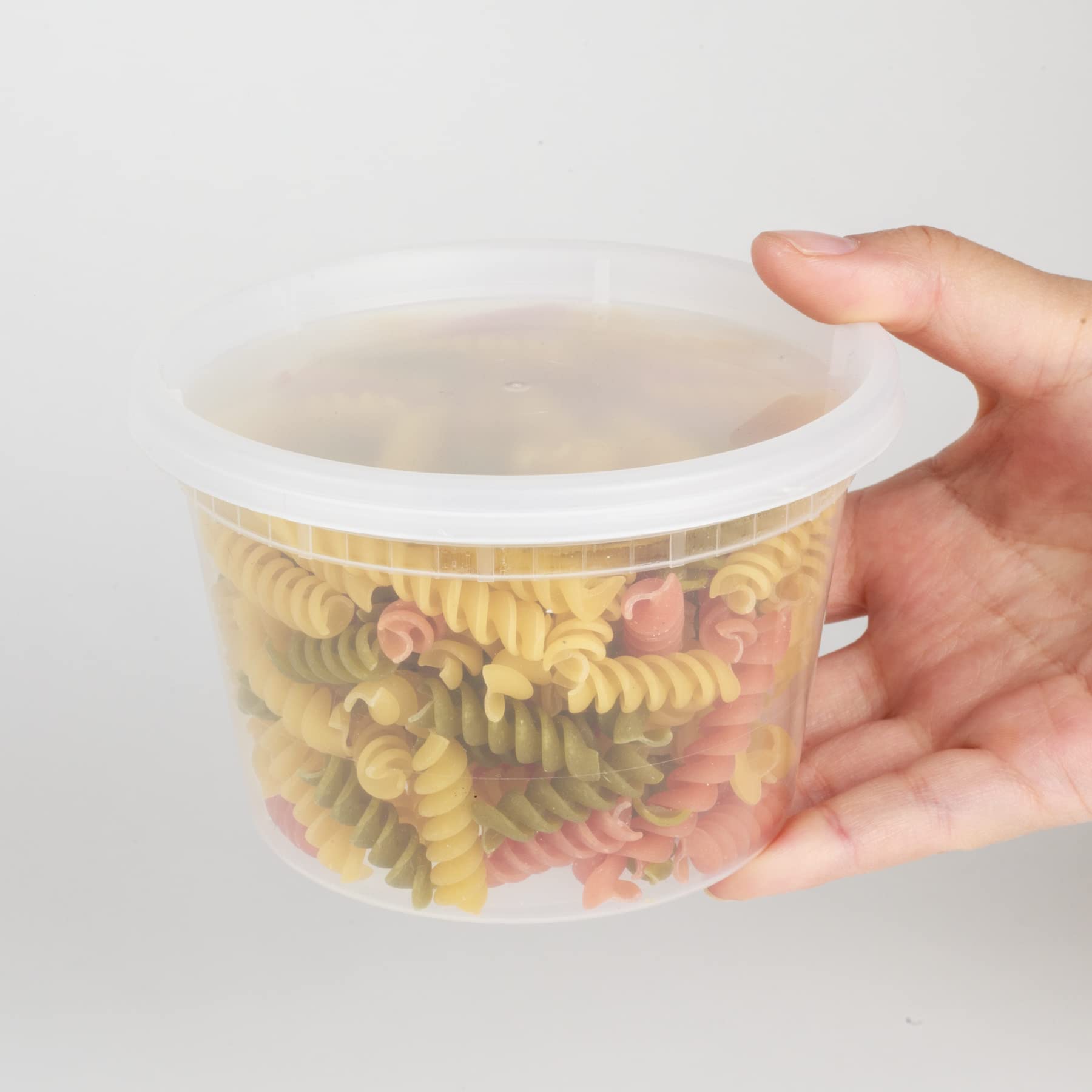 Golden Apple, 16oz-20sets Plastic Food Storage Containers with Lids, Microwavable Translucent Plastic Deli Container and Lid Combo Pack, Stackable, Reusable…