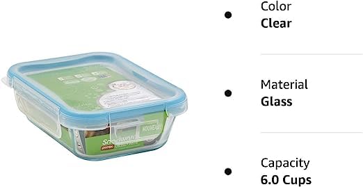 SUPREME BOX Snapware 6-Cup Total Solution Square Food Storage Container, Glass - Pack of 2