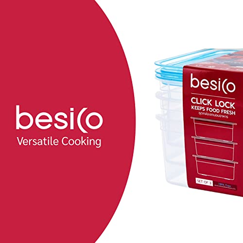 BESICO Airtight Food Containers Set with Lids, Reusable Meal Prep Containers for Freezer, Microwave & Dishwasher, BPA-Free Plastic Storage Containers with Lids, 3 Pack