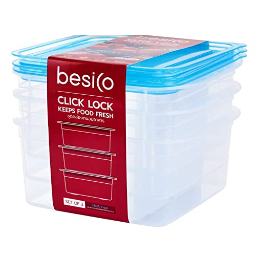 BESICO Airtight Food Containers Set with Lids, Reusable Meal Prep Containers for Freezer, Microwave & Dishwasher, BPA-Free Plastic Storage Containers with Lids, 3 Pack