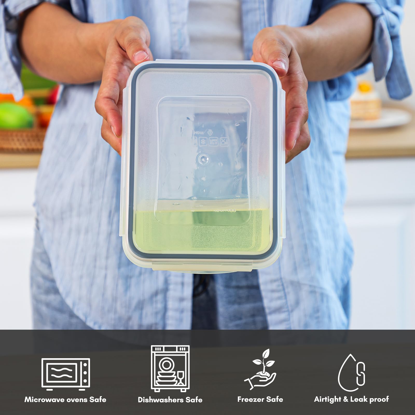 Moretoes 54pcs Airtight Food Storage Containers with lids, 27 Snap Lids and 27 Nesting Containers Plastic Stackable Containers with Labels for Kitchen, Refrigerator Organization, BPA Free, Diswasher