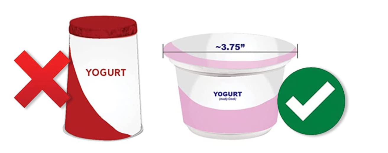 Yogurt Fridge Organizer - Holds up to 4 Wide-Mouth Vegan and Greek Yogurt Cups Each - Peel and Stick Slider Shelf for Small Refrigerator Spaces