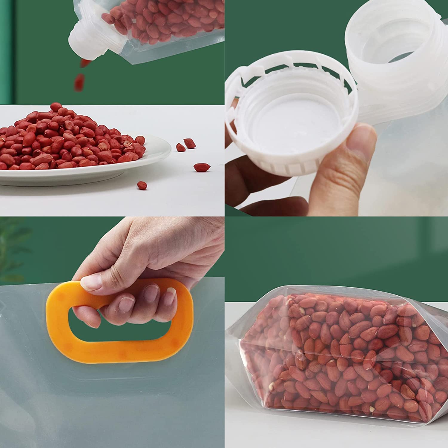 Stand Up Food Storage Pouches, Reusable Clear Grain Storage Suction Bags, Grain Moisture-proof Sealed Bag, Airtight Smell Proof Packaging Baggies, Reusable Produce Bags (3 * 1+3 * 1.5+2 * 2.5+2 * 5)