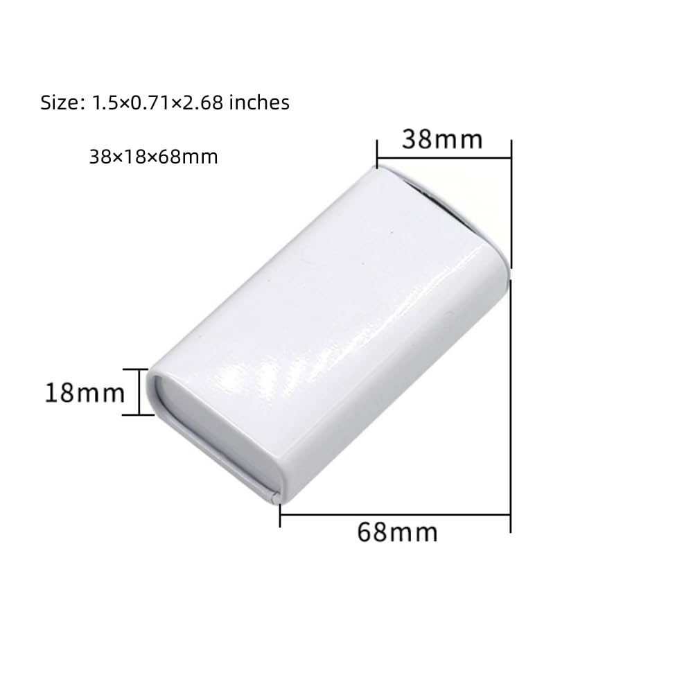 OVELCH 6pcs Metal Tin Box Containers Rectangular Empty Hinged Tins Box Containers for Gum, Candies, Mint, Easy Opening, White 1.5x0.71x2.68 Inches