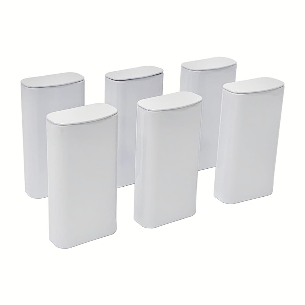 OVELCH 6pcs Metal Tin Box Containers Rectangular Empty Hinged Tins Box Containers for Gum, Candies, Mint, Easy Opening, White 1.5x0.71x2.68 Inches