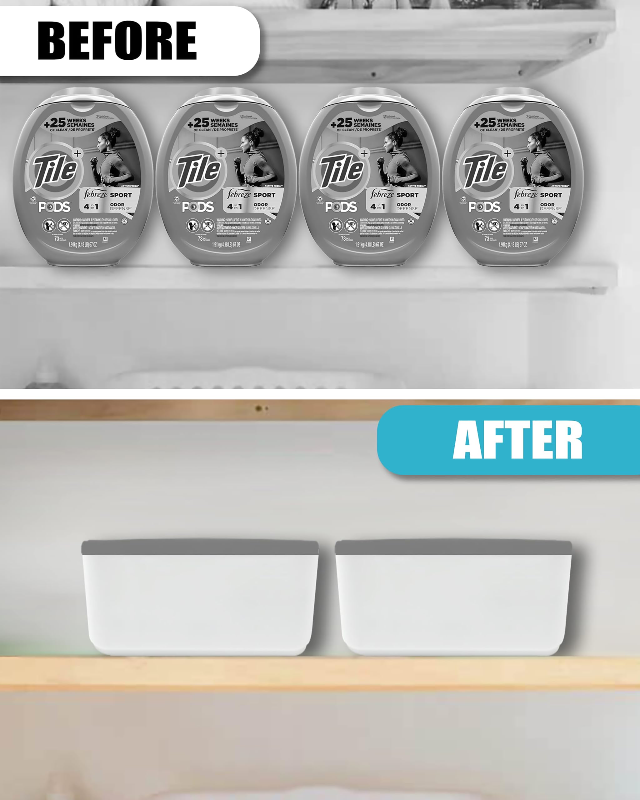 Skywin Large Laundry Pods Container with Slide Lid, Laundry Pod Holder 15 x 8.7 x 4.5 In, Holds 11 Pounds OR 120-150 Pods, Laundry Pod Container, Dishwasher Pods Container (White)