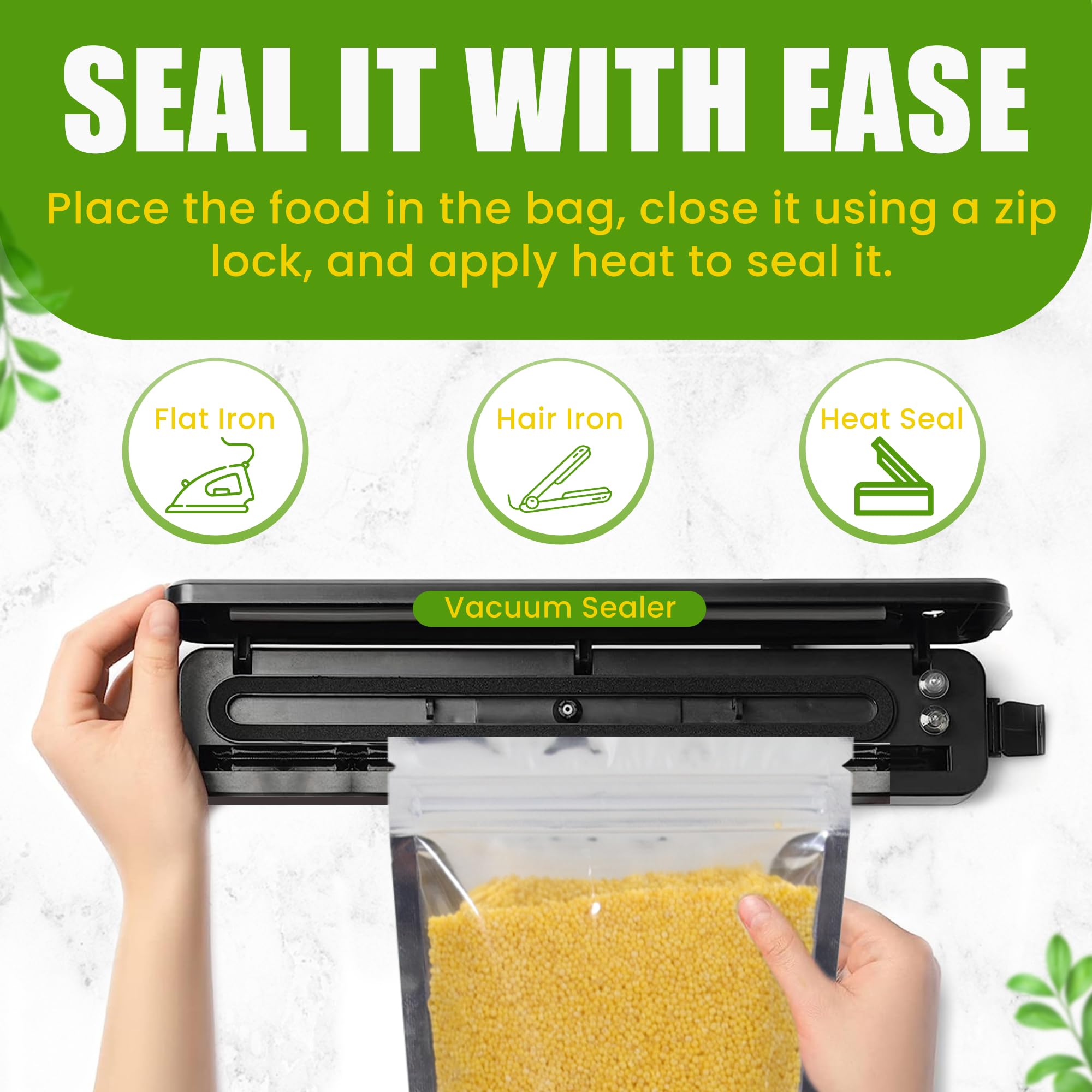 Pack of 100 Mylar Bags, Resealable Mylar Bags for Food Storage