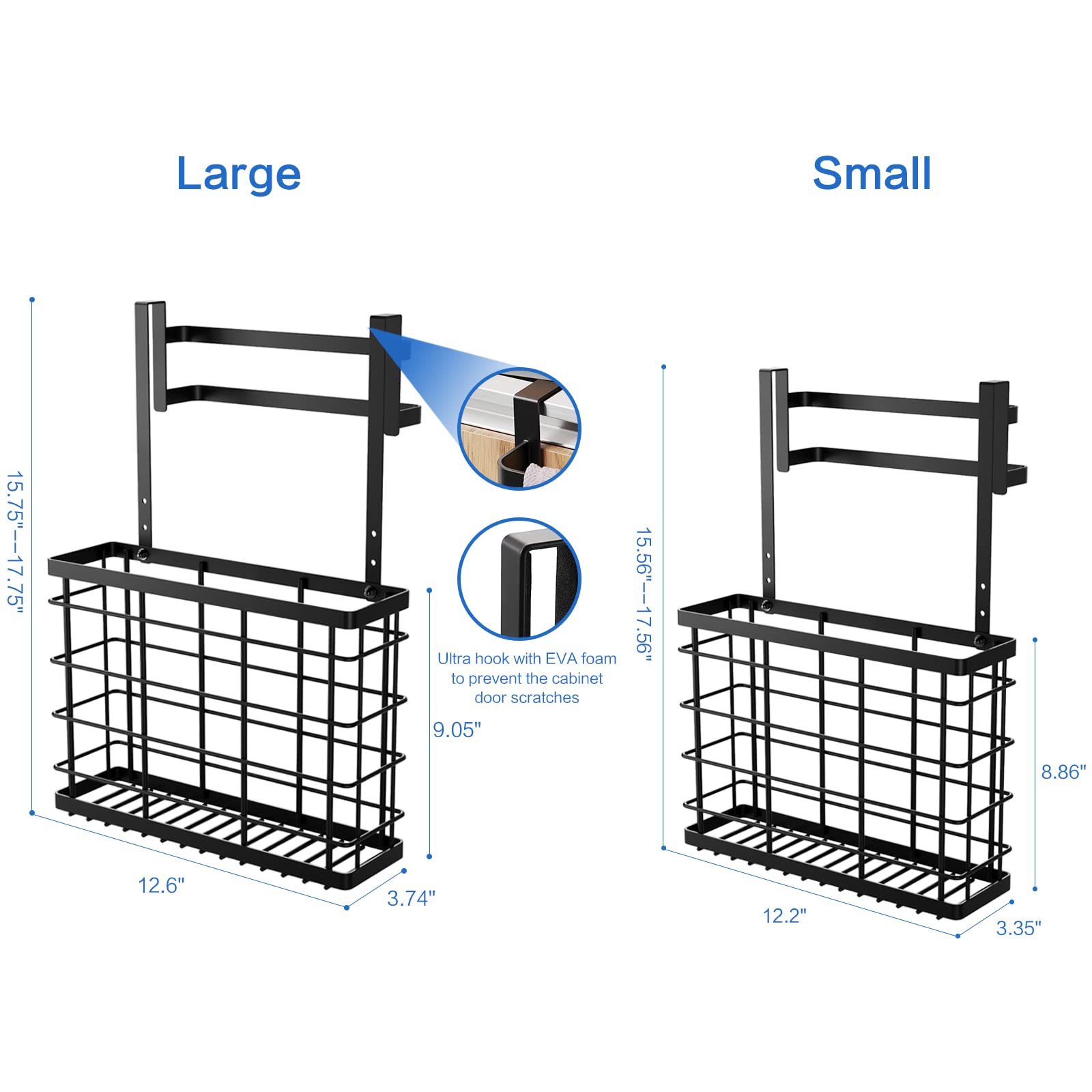 LIVOD 2 Pack Cabinet Door Organizer with 2 Double Towel Bar, Cutting Board Organizer, Kitchen Towel Holder with Foil and Wrap Organizer