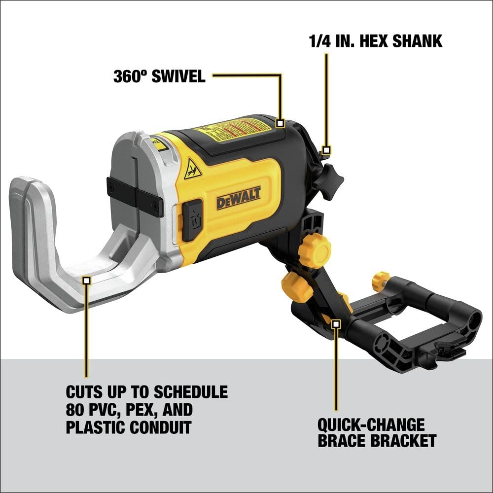 DEWALT IMPACT READY PVC/PEX Cutter with Brace Bracket (DWAPVCIR)