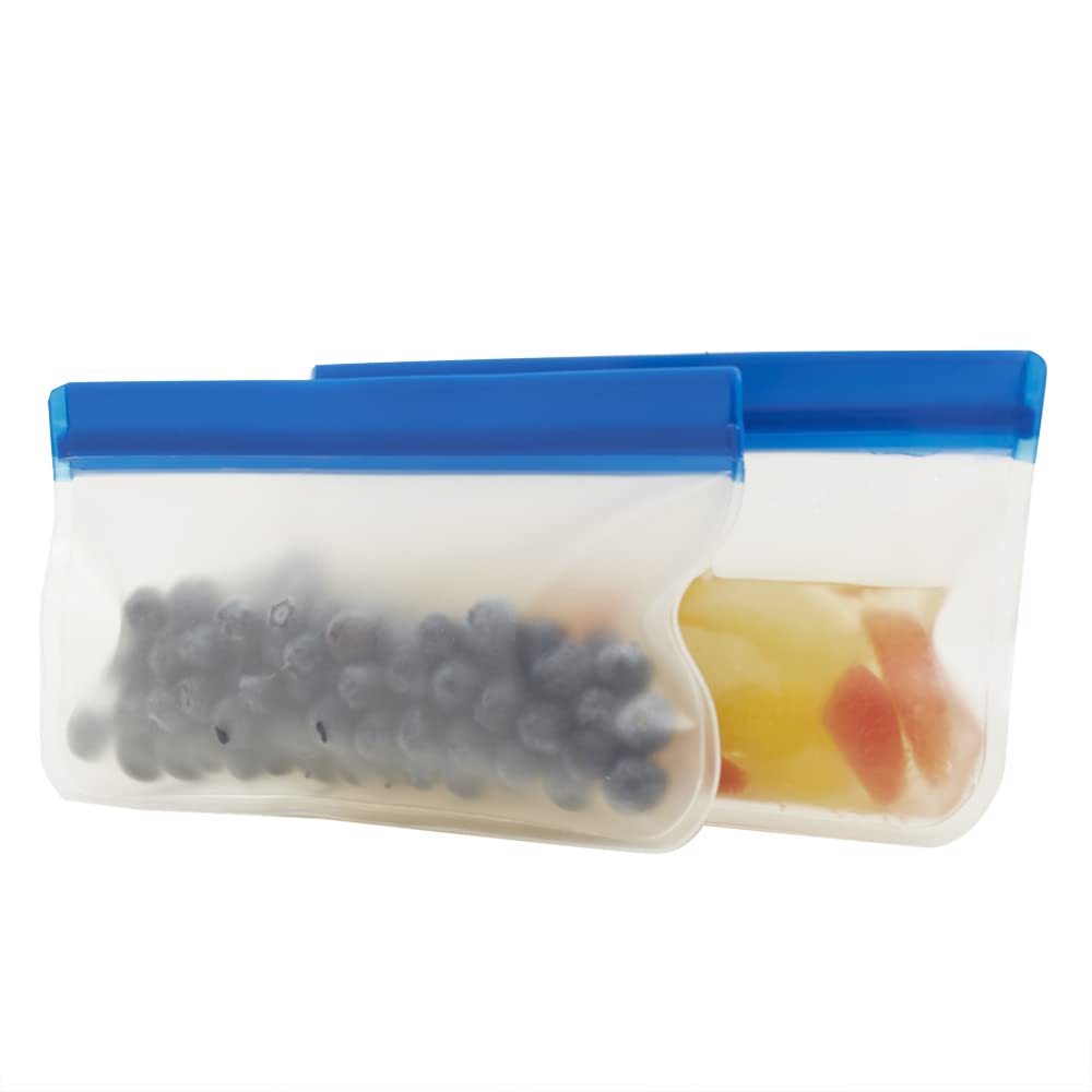 Home Basics 2 Piece Reusable 4" x 8" PEVA Food Bags, Clear