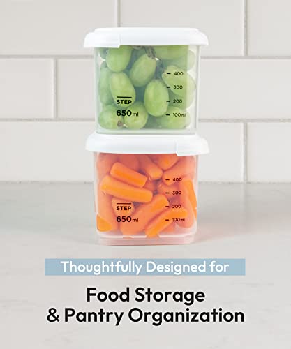 carrotez Stackable Food Storage Containers with Airtight lids, Meal Prep Containers, Portion Control Containers with labels, 16oz, Reusable, Pack of 2