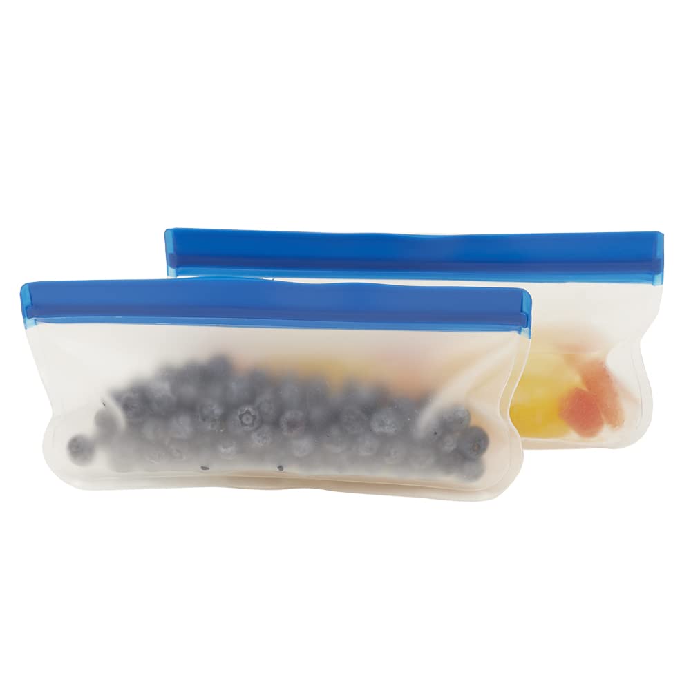 Home Basics 2 Piece Reusable 4" x 8" PEVA Food Bags, Clear