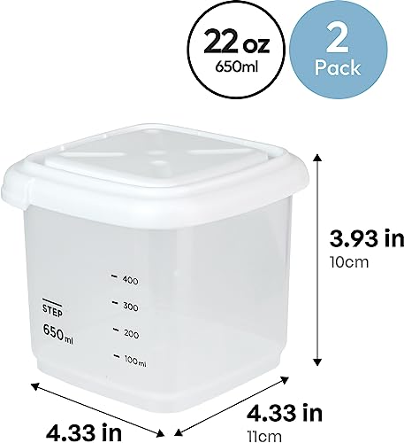 carrotez Stackable Food Storage Containers with Airtight lids, Meal Prep Containers, Portion Control Containers with labels, 16oz, Reusable, Pack of 2
