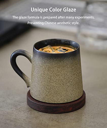 SHANYANTAOCI Chinese style Ceramic Coffee Cup,12 oz Coffee Mug Ceramic Cup Frosted and Matte, Unique Tea Mug for Home and Office, Modern Drinking Cup Water, Original Gifts for Birthday and Christmas